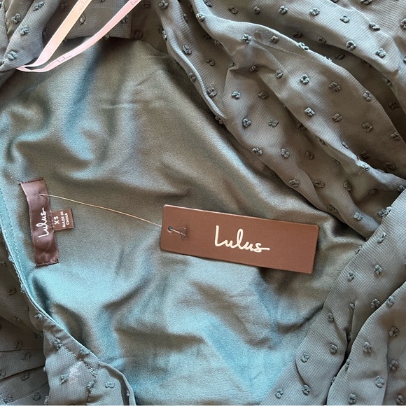 Lulus | Dresses | Next To You Emerald Green Swiss Dot Ruffled Midi ...